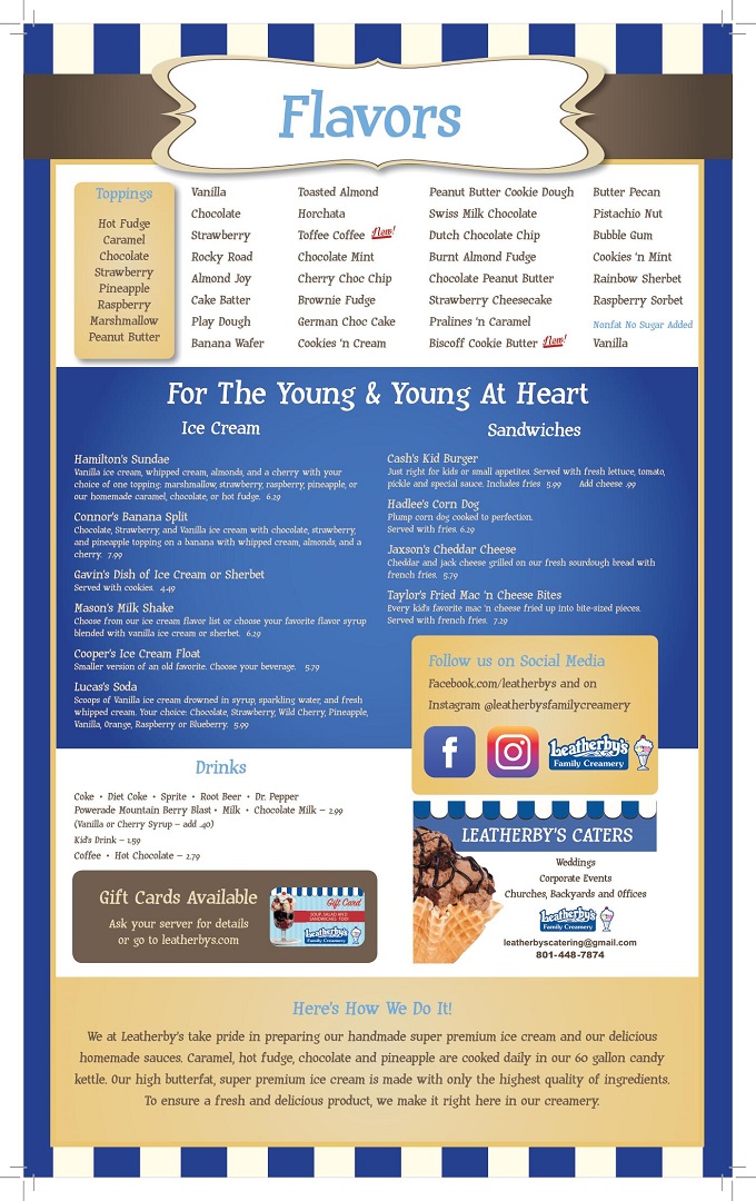 Menu | Leatherby's Family Creamery