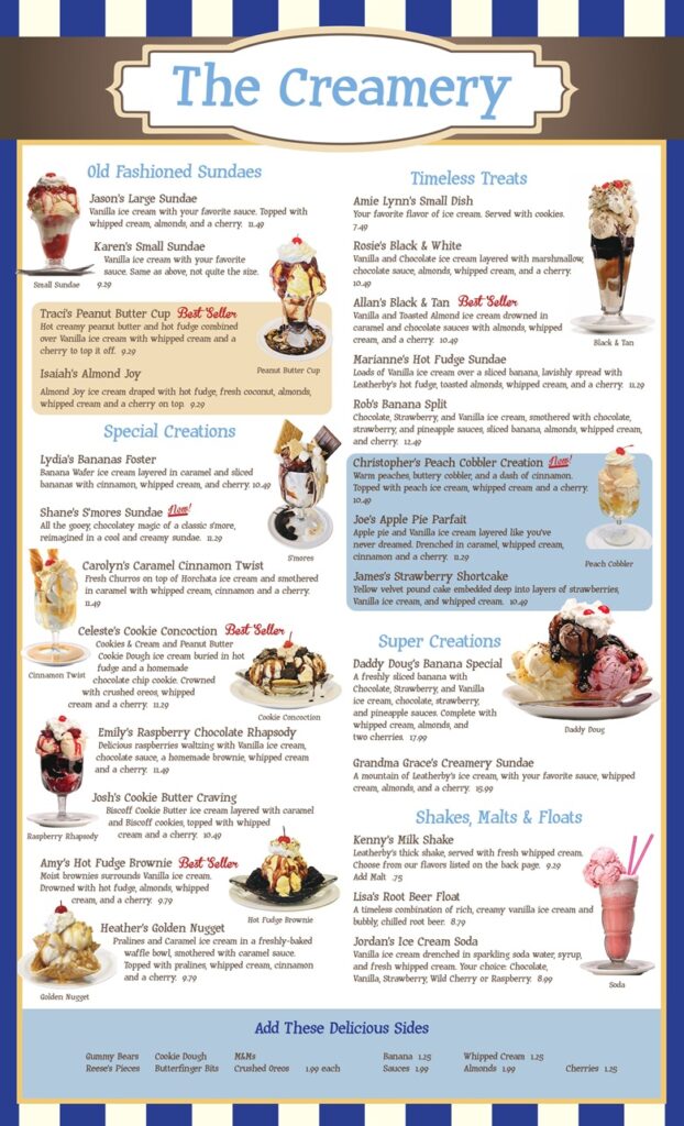 Menu | Leatherby's Family Creamery