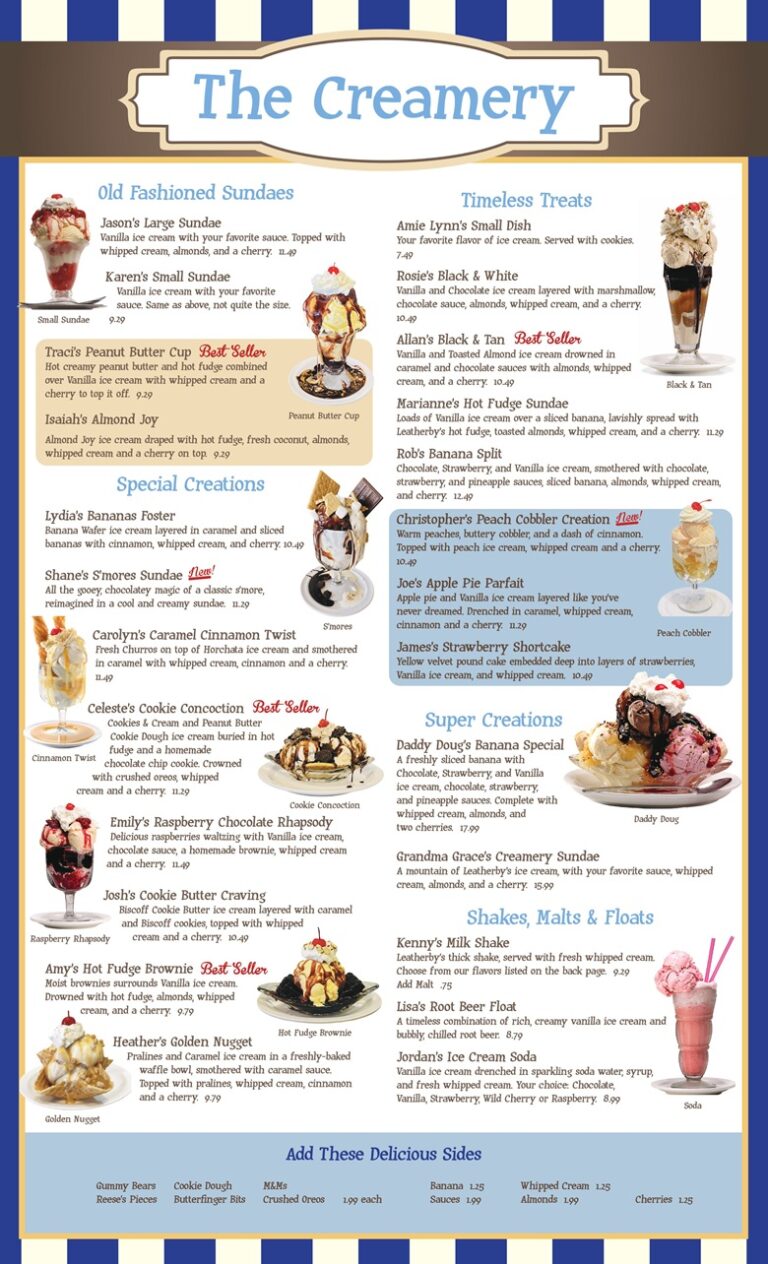 Menu | Leatherby's Family Creamery